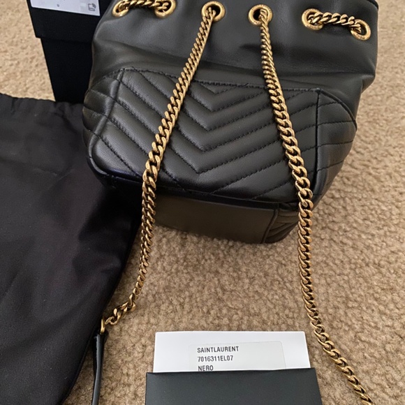 Yves Saint Laurent | Bags | Joe Mini Ysl Quilted Lambskin Bucket Bag ...